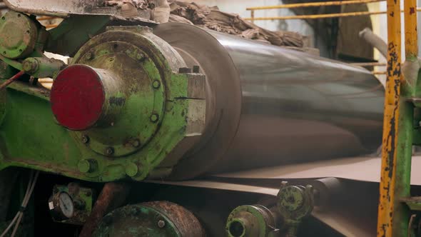 Old Manufactoring Equipment Produce Paper Machine Shafts At Paper Mill ...