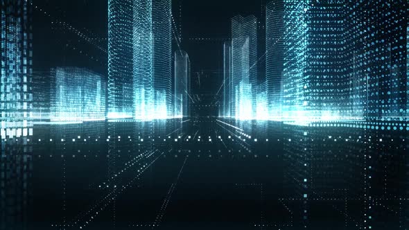 Digital Blue City Seamless Loop, Motion Graphics | VideoHive