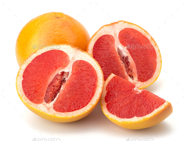 Ripe grapefruit isolated on white background Stock Photo by emartsstudio