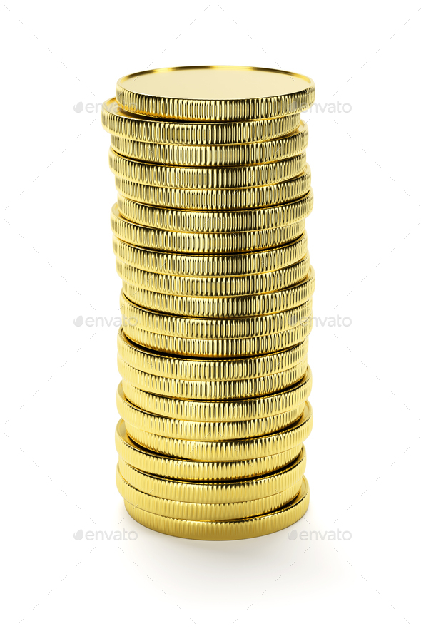 Golden coin stack isolated. 3D rendering. Stock Photo by Ha4ipuri ...