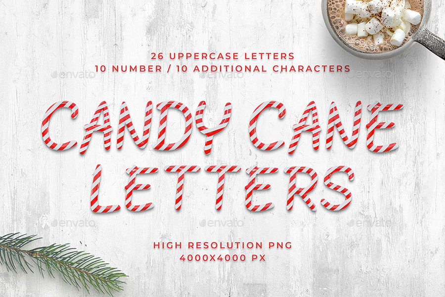 Candy Cane 3D Text Pack, Graphics | GraphicRiver