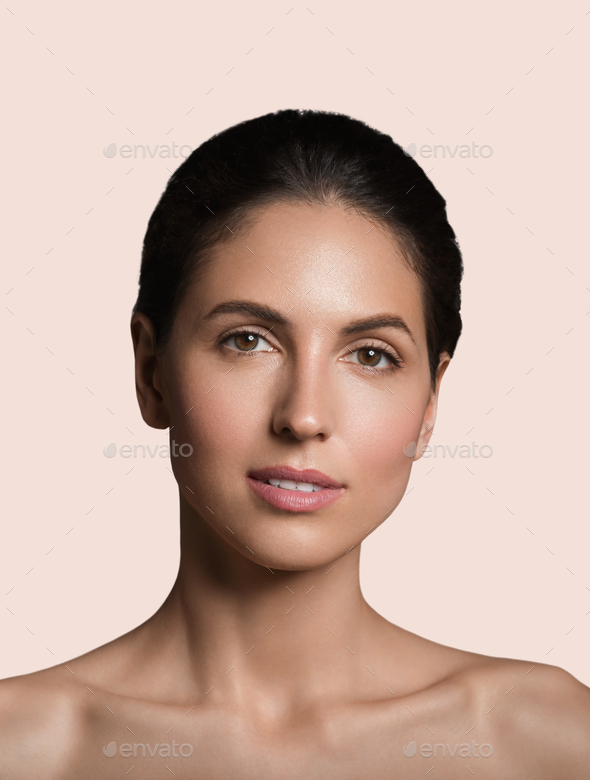 Beautiful woman healthy skin beauty face cosmetic concept color ...