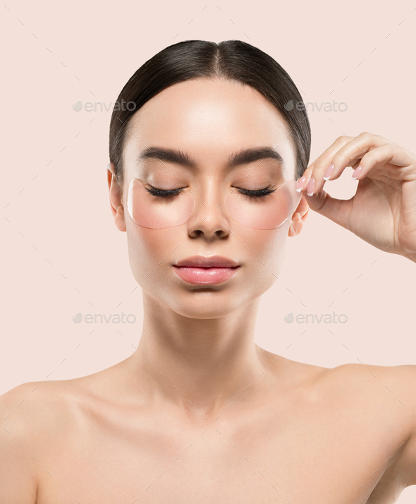 Eyes mask woman face cosmetic. Color background. Pink. Stock Photo by ...