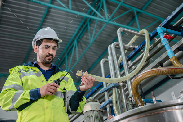 technician inspection engineer working to maintenance a construction ...