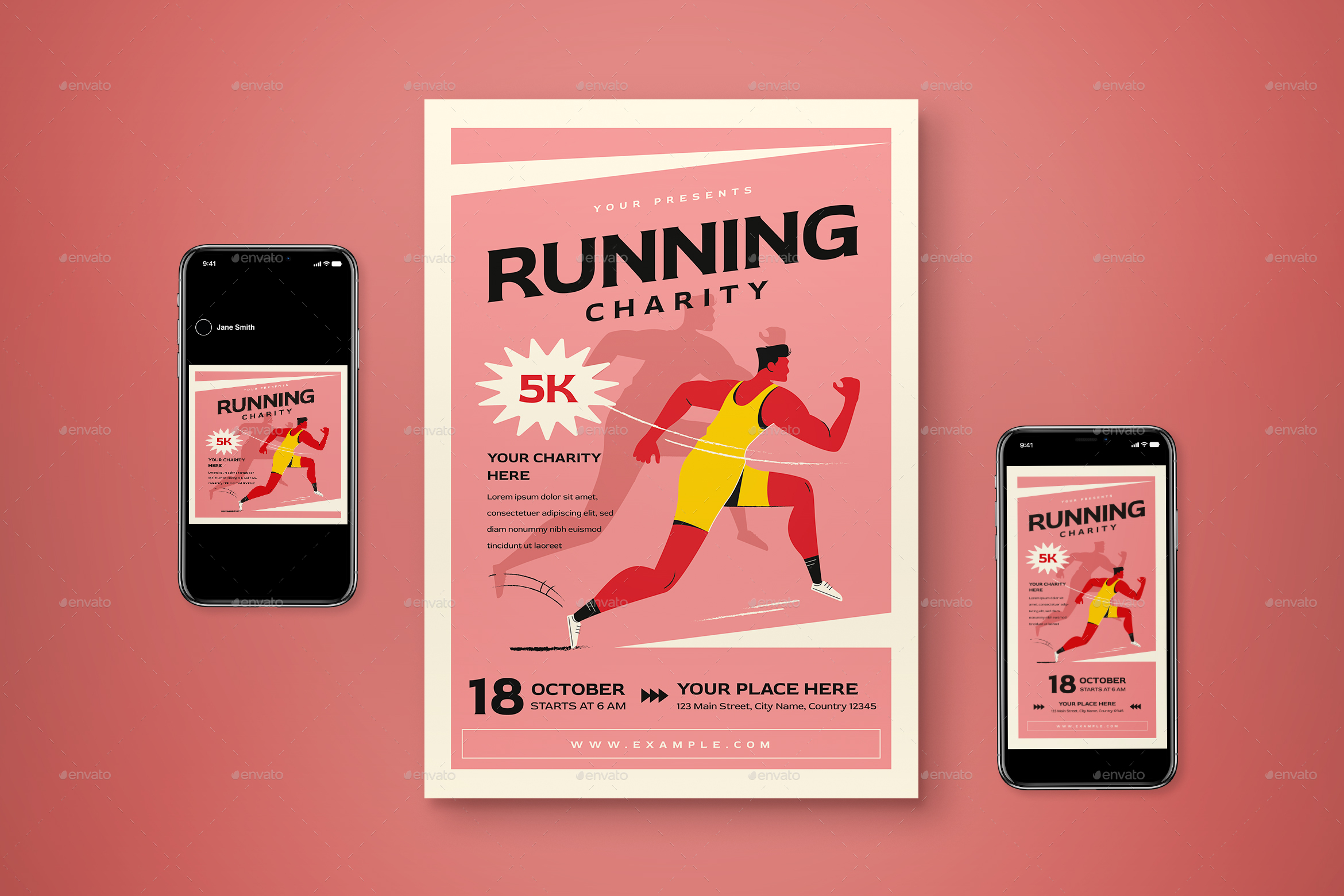 Running Charity Flyer Set, Print Templates | GraphicRiver