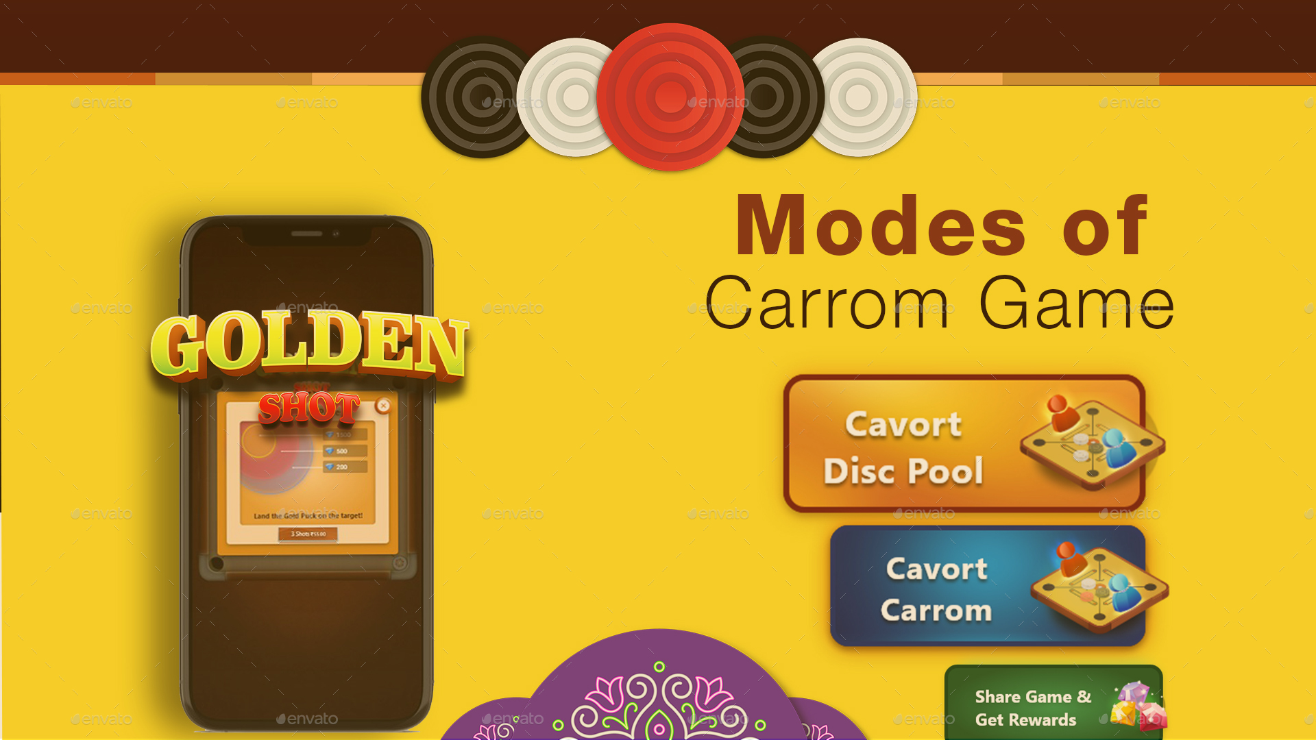 Carrom Mobile App UI Adobe XD Template, Web Elements | GraphicRiver
