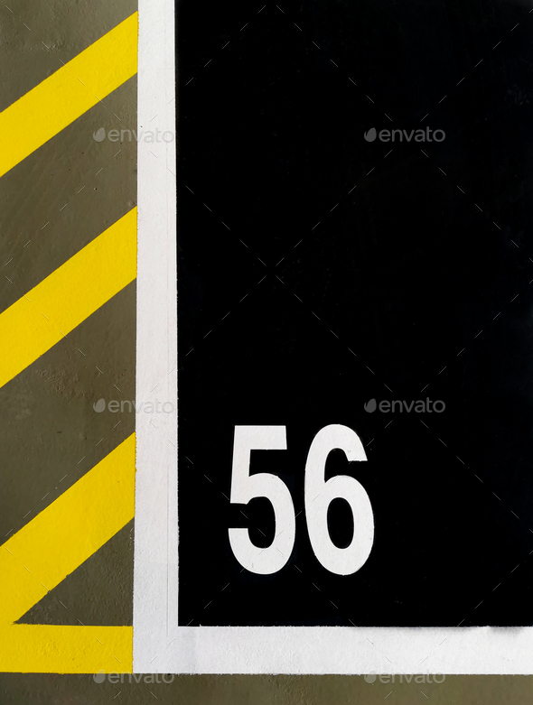 Parking numbers on a parking lot floor. Free space available, Park ...