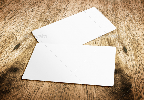 Business card template on wooden board table,template for branding ...