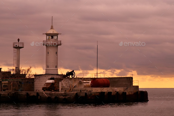 lighthouse and gun Stock Photo by Sandsun | PhotoDune