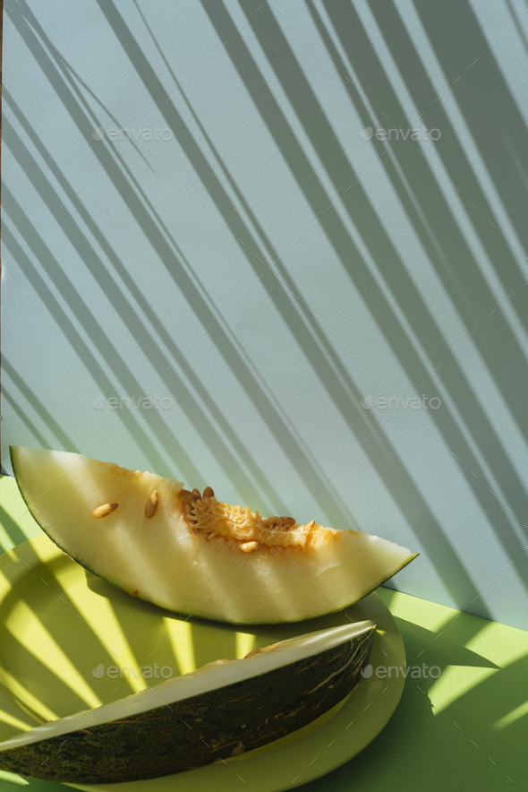 Melon toad skin cut into slices ,Colorful summer theme Stock Photo by ...