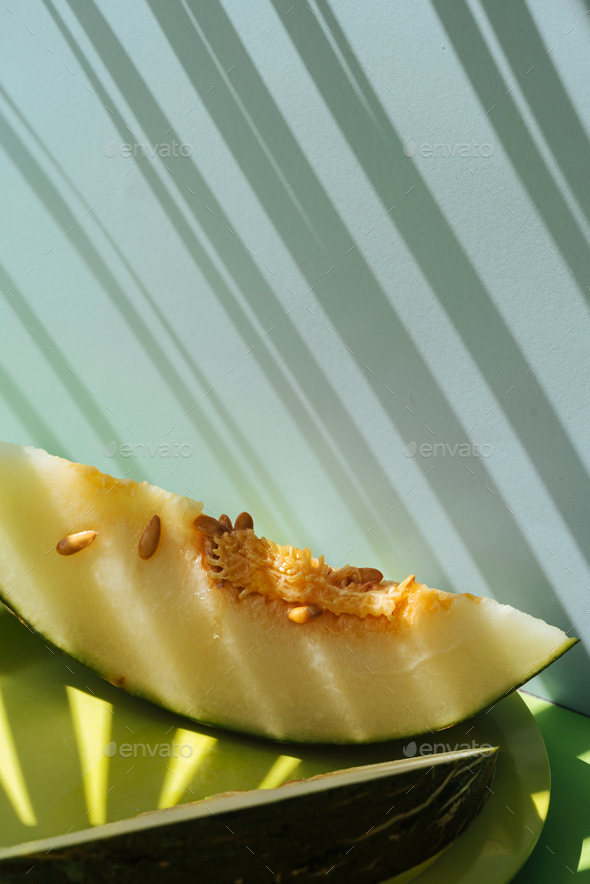 Melon toad skin cut into slices ,Colorful summer theme Stock Photo by ...