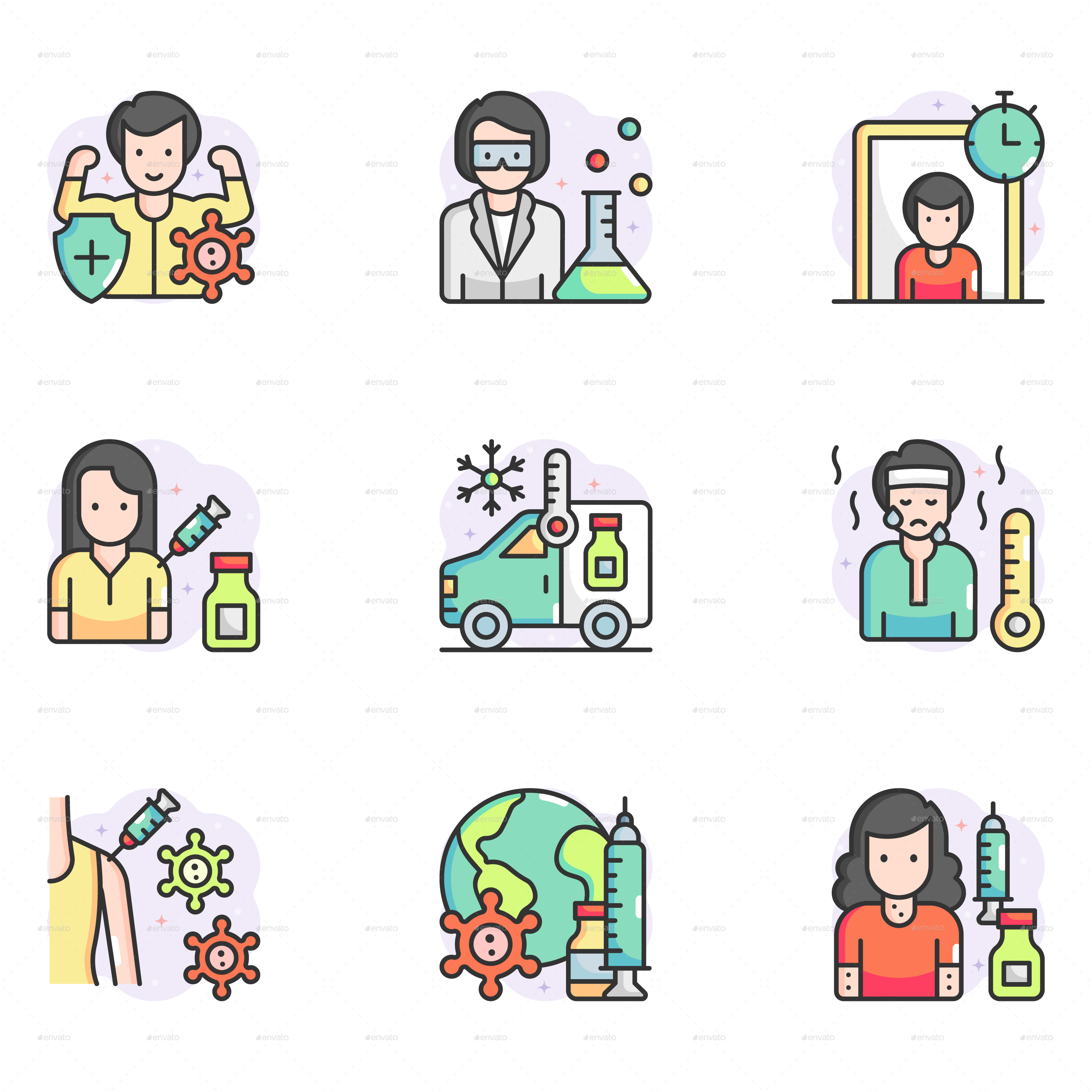 Vaccination Icons, Icons | GraphicRiver