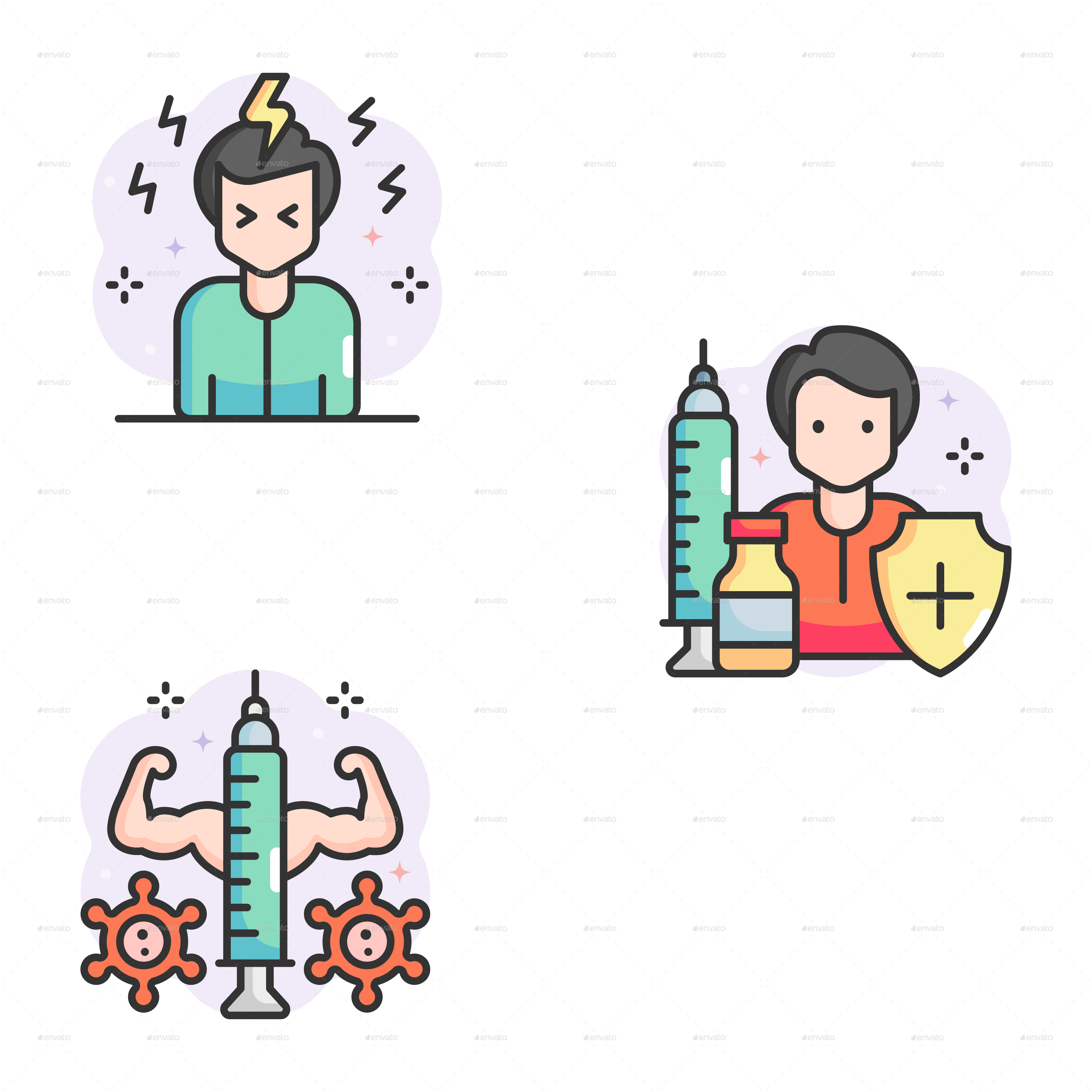 Vaccination Icons, Icons | GraphicRiver