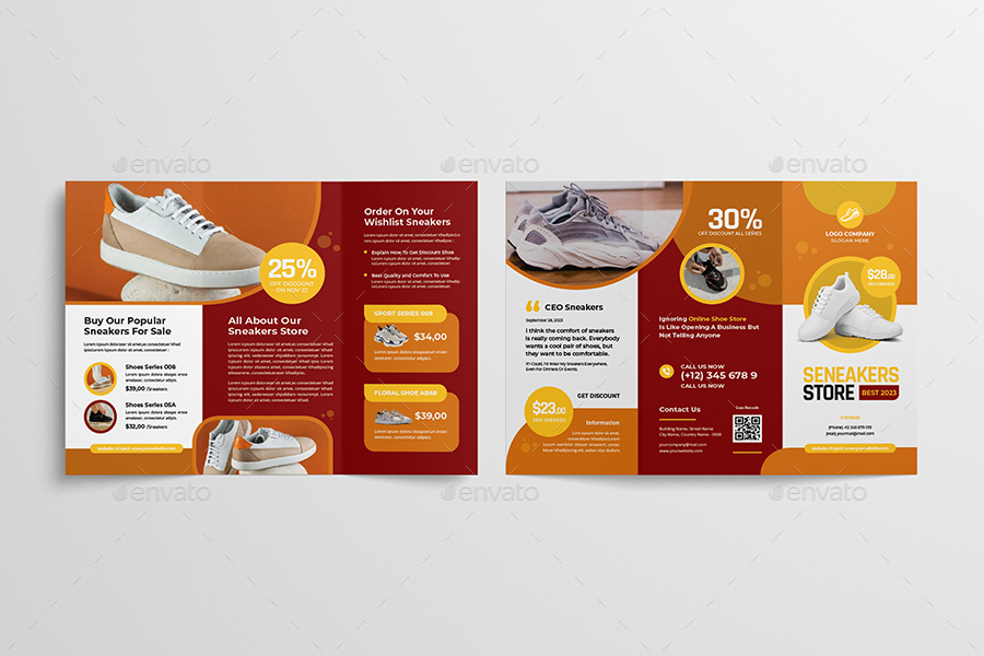 Sneakers Trifold Brochure, Print Templates | GraphicRiver