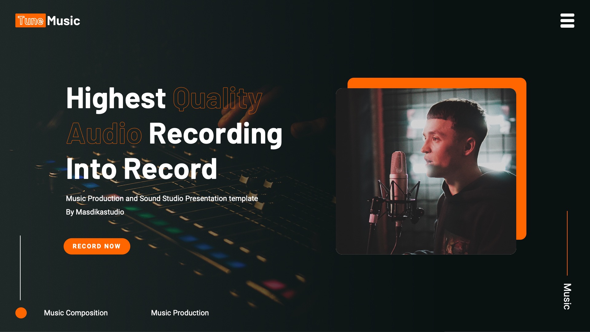 TUNEMUSIC - Music Production & Sound Studio Powerpoint Template ...