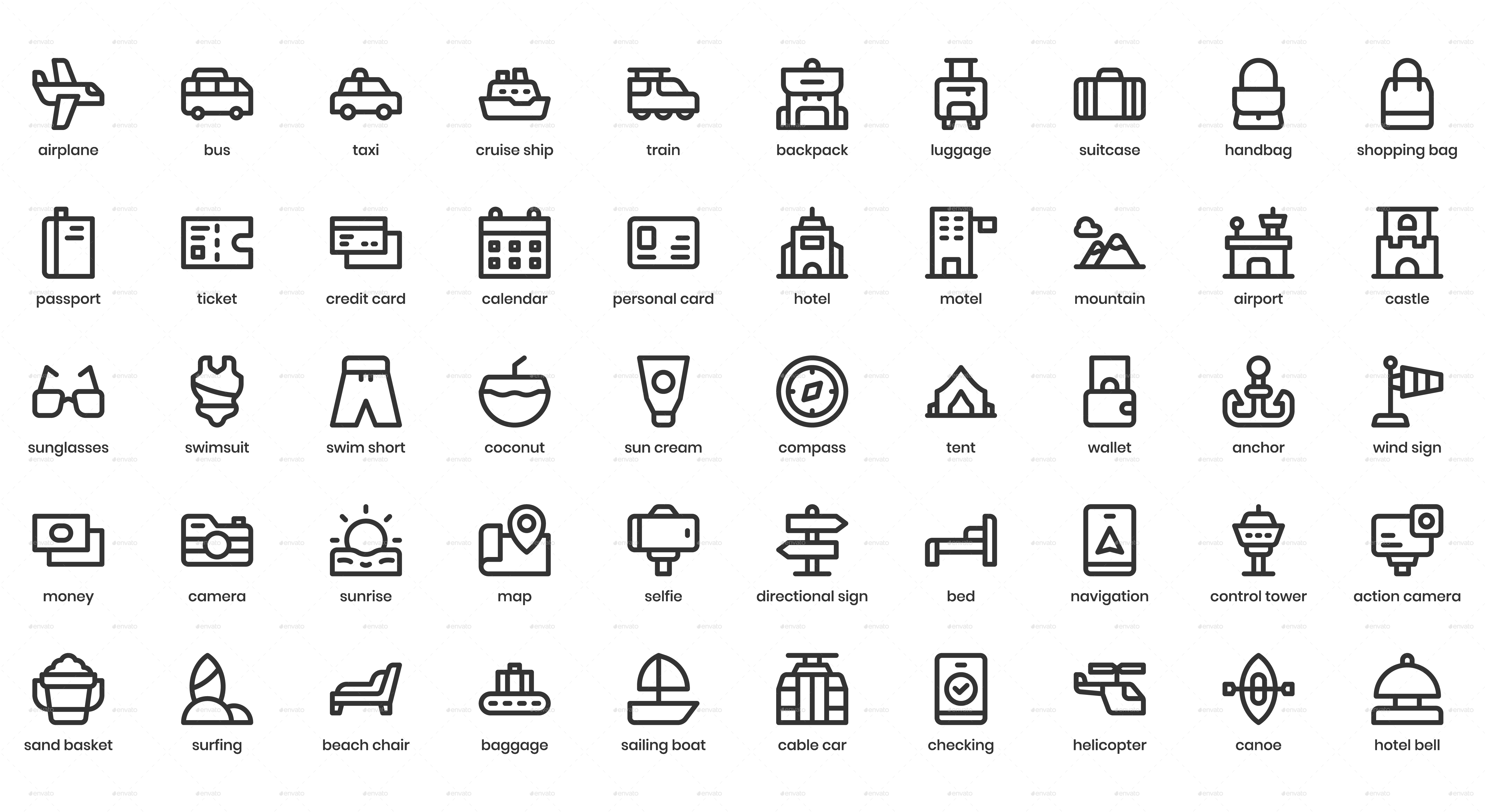 Travel icon Set, Icons | GraphicRiver