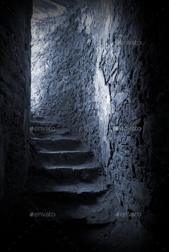 Stone steps in underground castte Stock Photo by Sandsun | PhotoDune