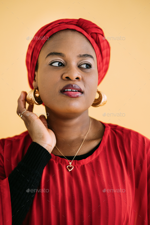 People, races and ethnic beauty concept. Close up portrait of charming ...