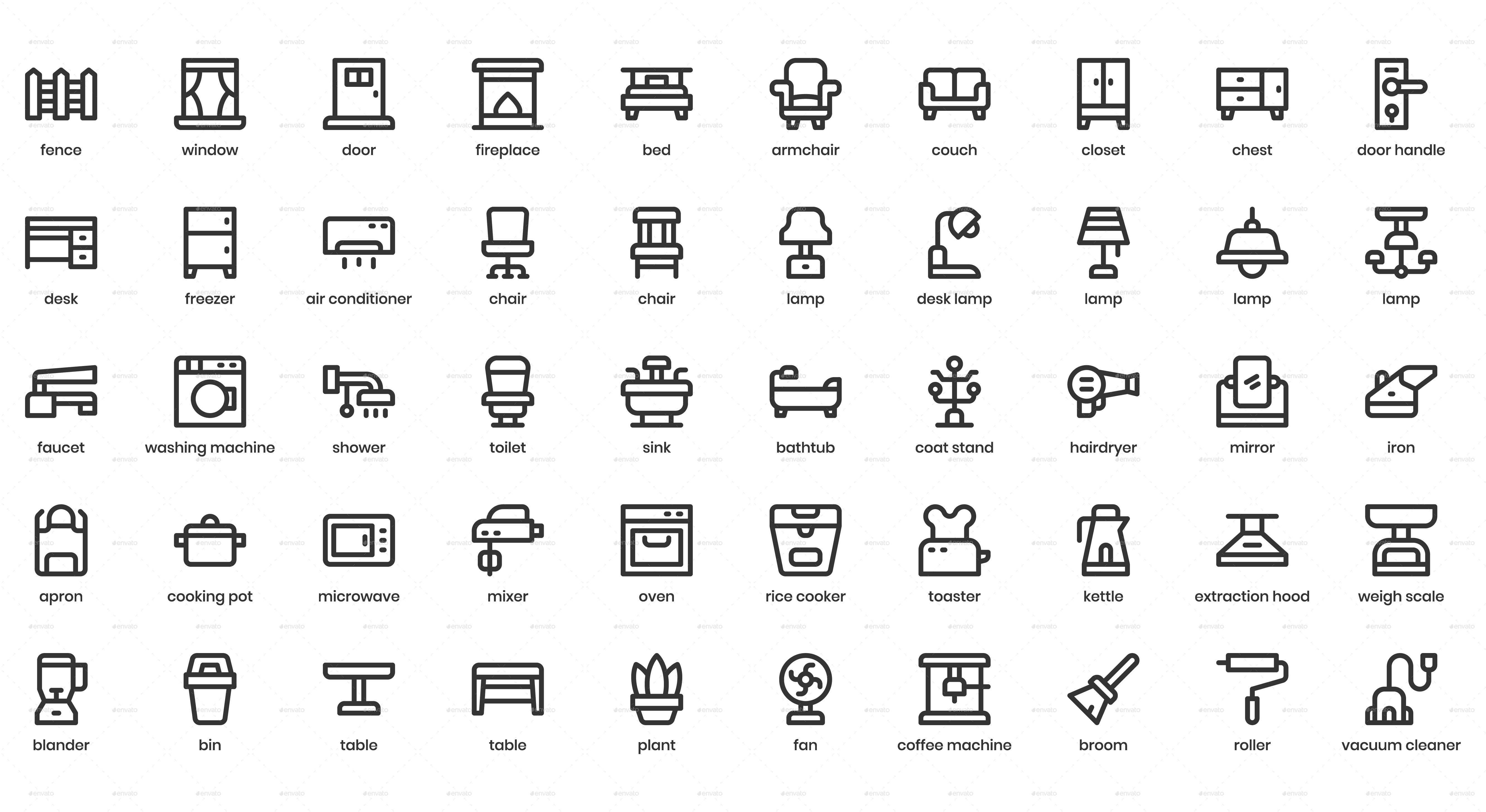 Home Stuff icon Set, Icons | GraphicRiver