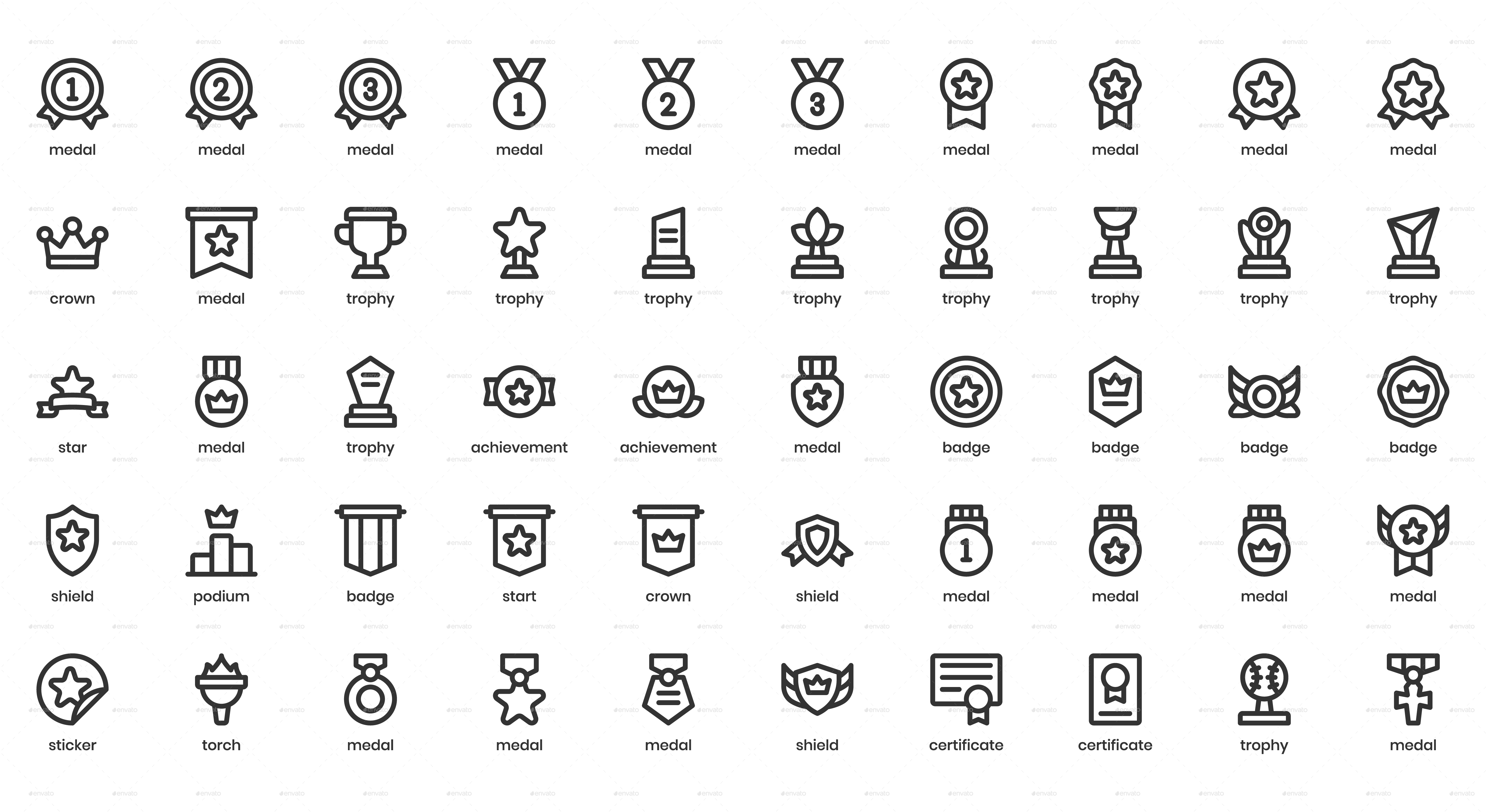 Award icon Set, Icons | GraphicRiver