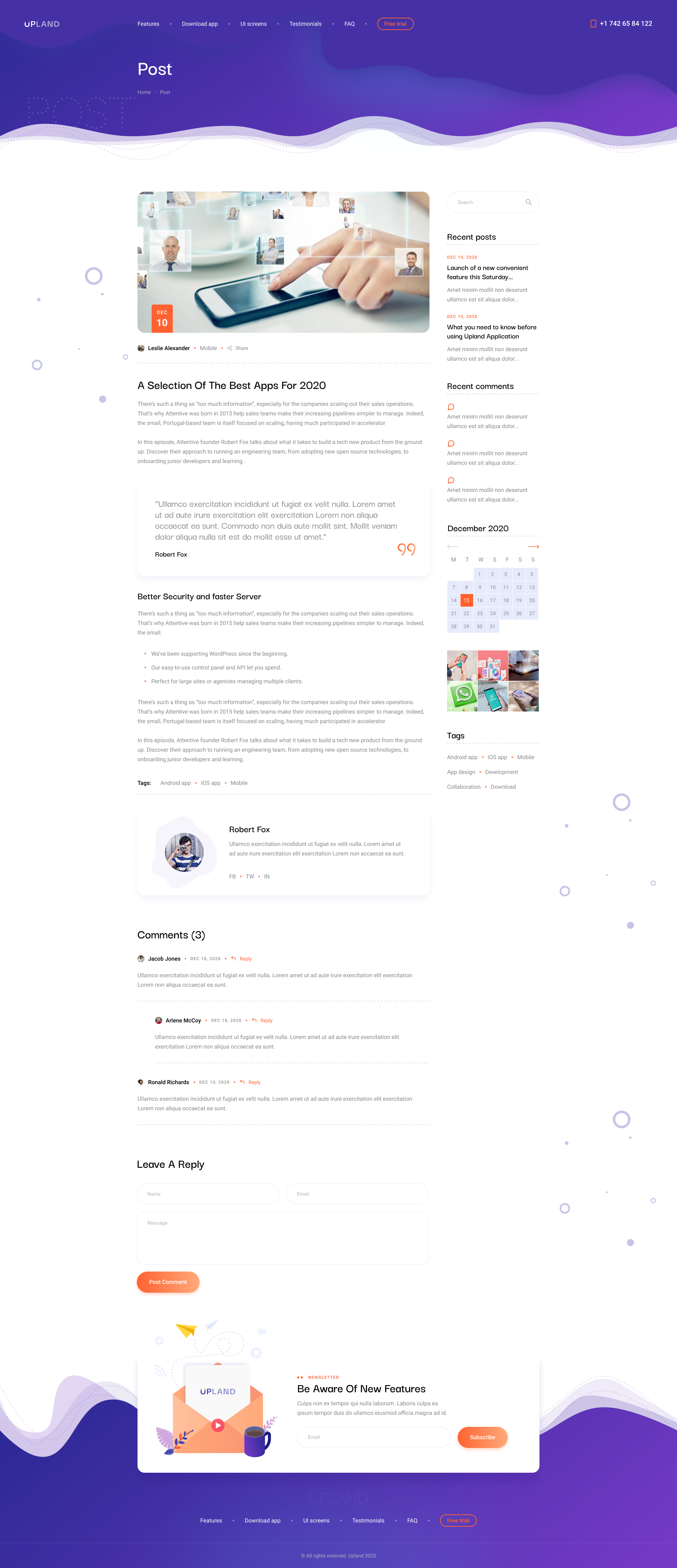 Upland Mobile App Landing Page Xd Template By George Fx Themeforest