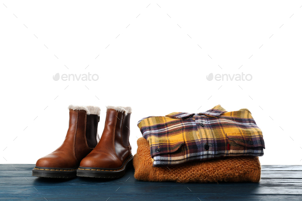 Concept of winter clothes isolated on white background Stock Photo by ...