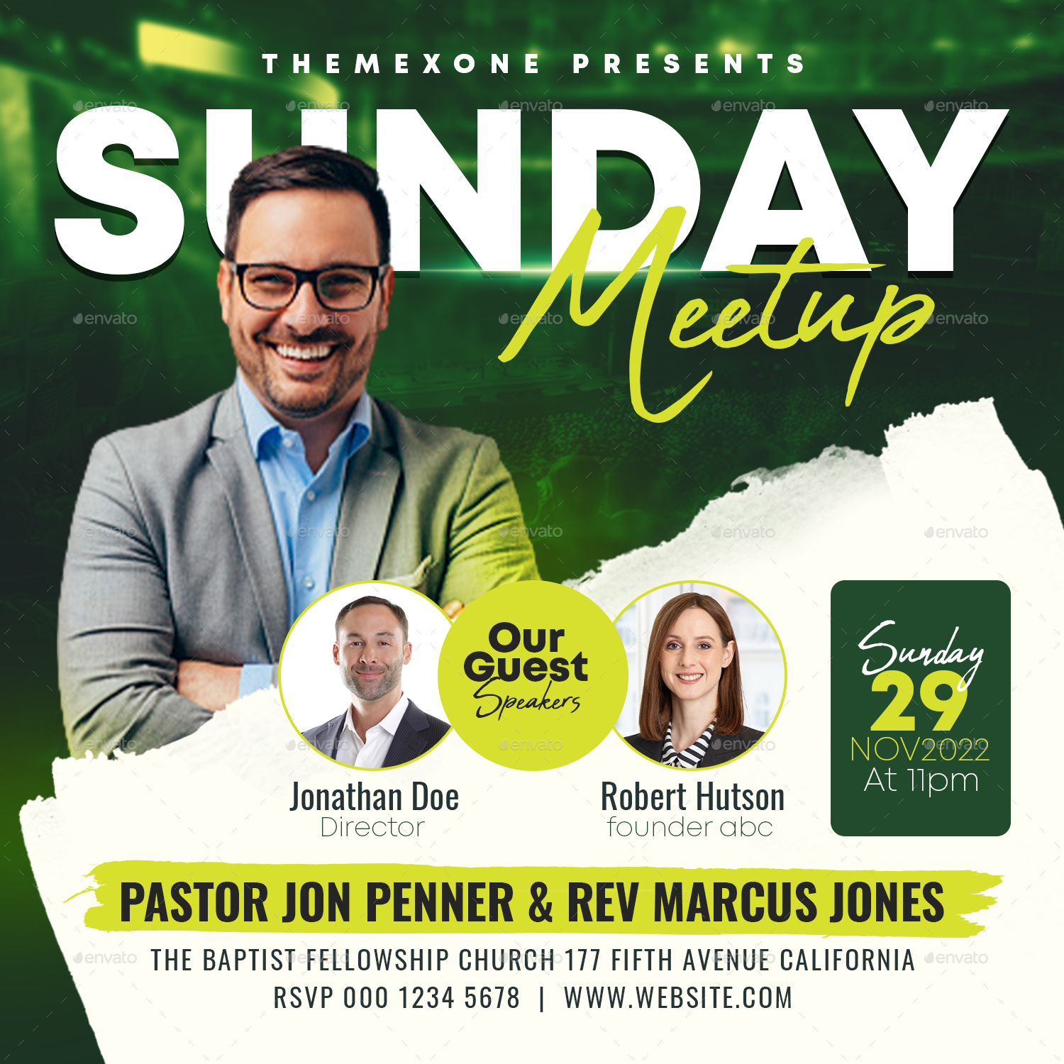Sunday Meetup Flyer & Social Media Post, Print Templates | GraphicRiver
