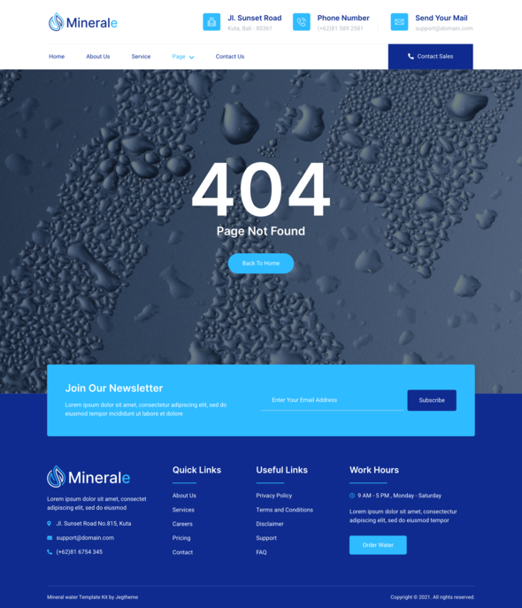 Minerale – Bottled Drinking Water Elementor Template Kit by jegtheme