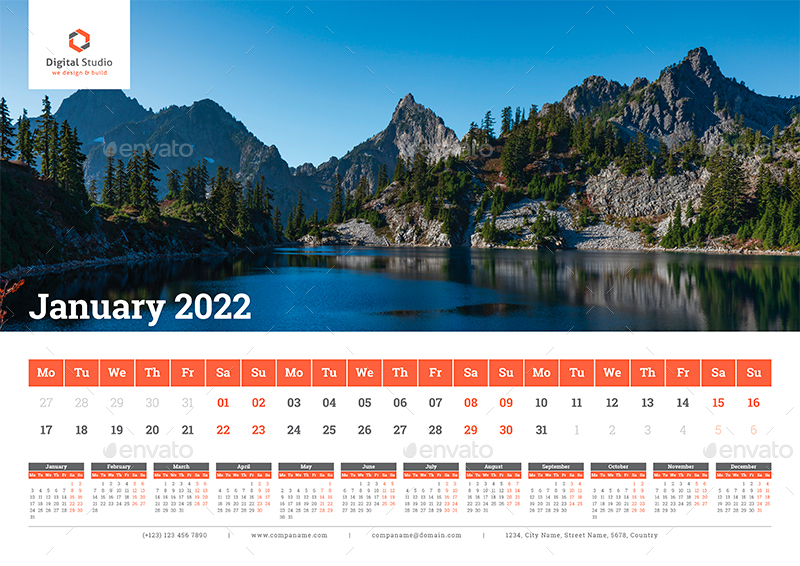 Landscape Calendar 2022 by bourjart | GraphicRiver