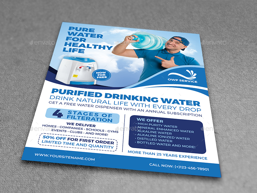 Drinking Water Services Flyer Template, Print Templates | GraphicRiver