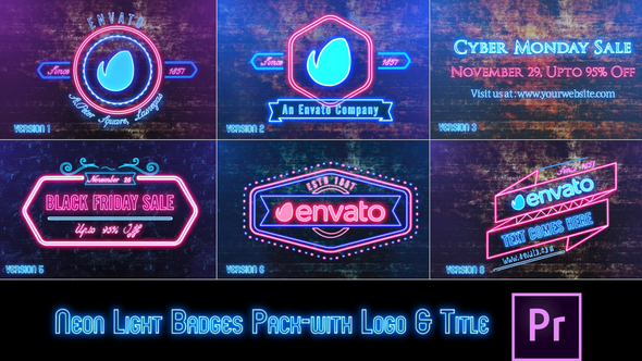 Neon Lights Badges - Premiere Pro, Premiere Pro Templates | VideoHive