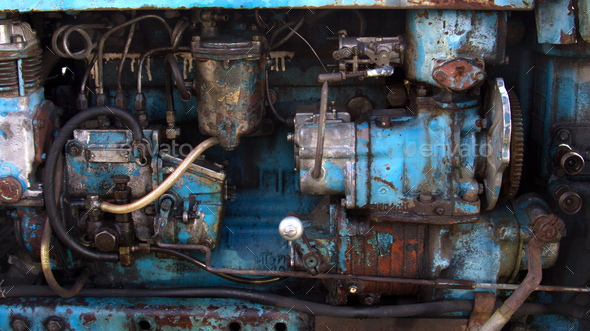 Old tractor engine Stock Photo by emartsstudio | PhotoDune