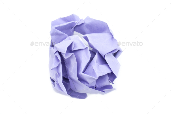 purple Crumpled paper ball isolated on white background Stock Photo by ...
