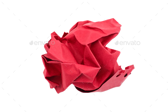 red Crumpled paper ball isolated on white background Stock Photo by ...