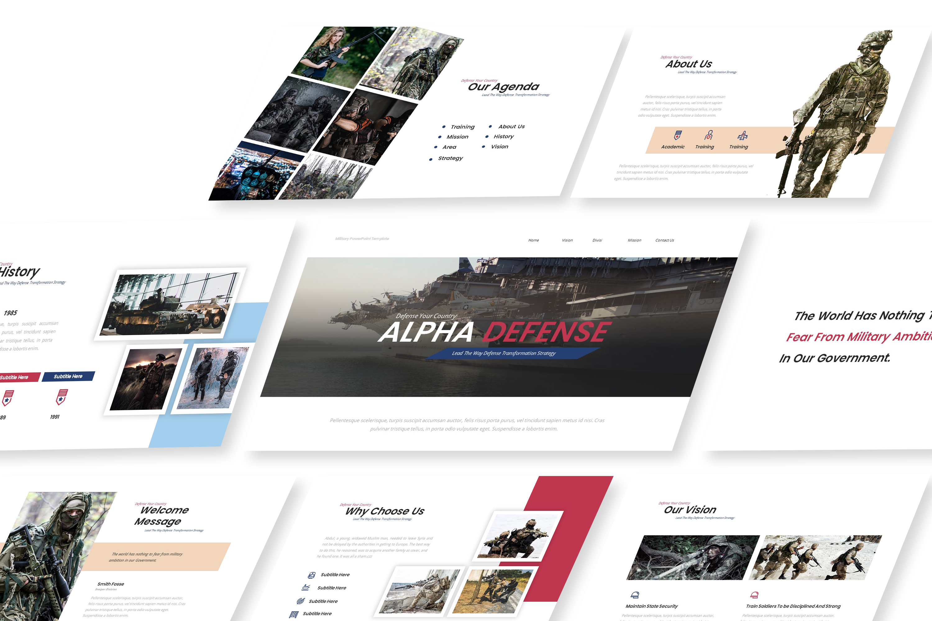 Military Alpha Defense Powerpoint Template, Presentation Templates