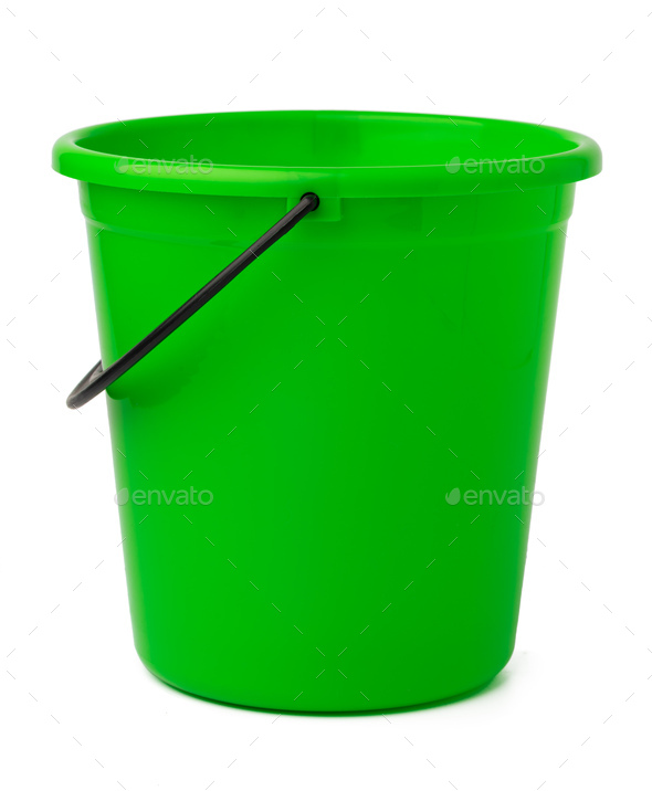 Single plastic bucket isolated on a white background Stock Photo by ...