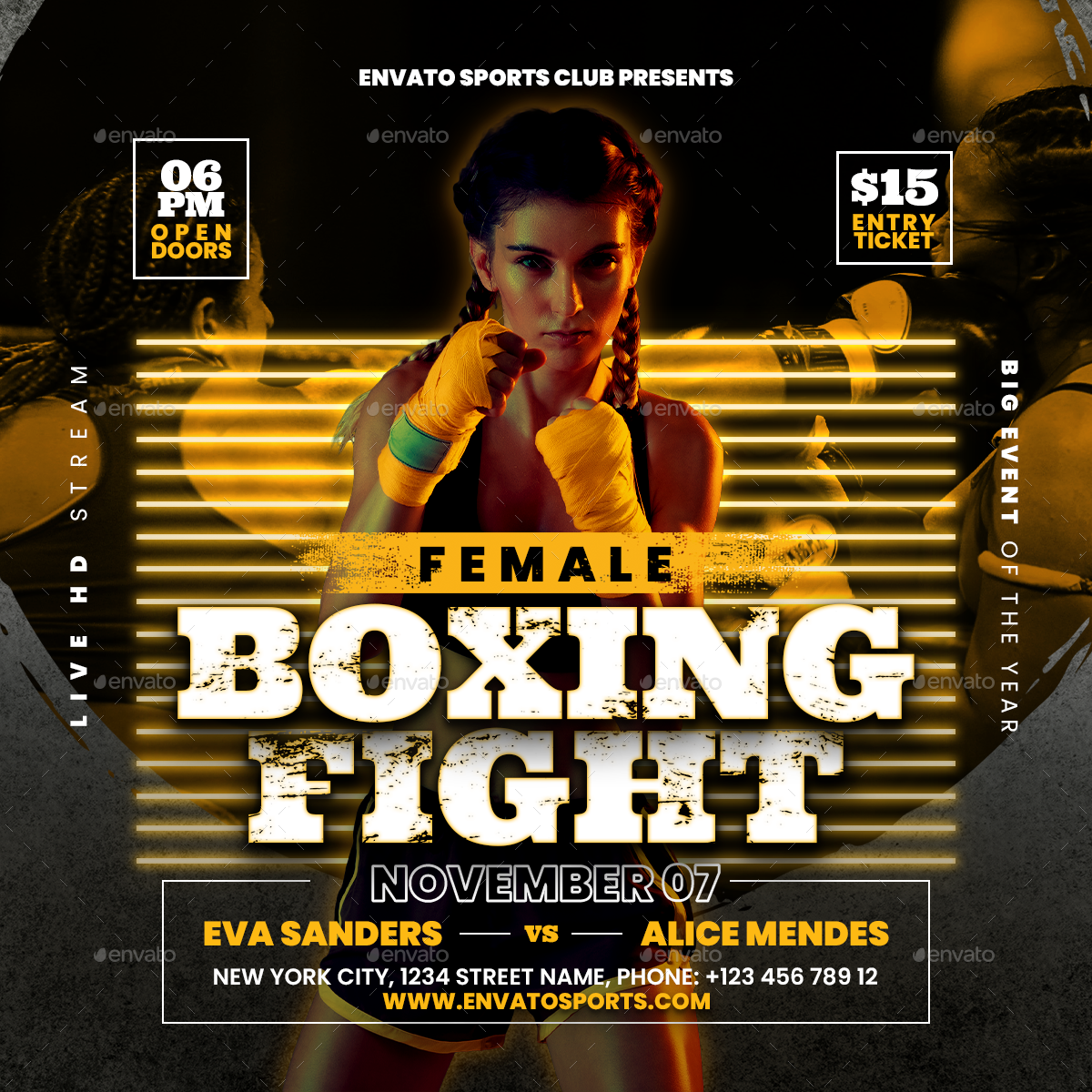 Female Boxing Fight Flyer, Print Templates | GraphicRiver