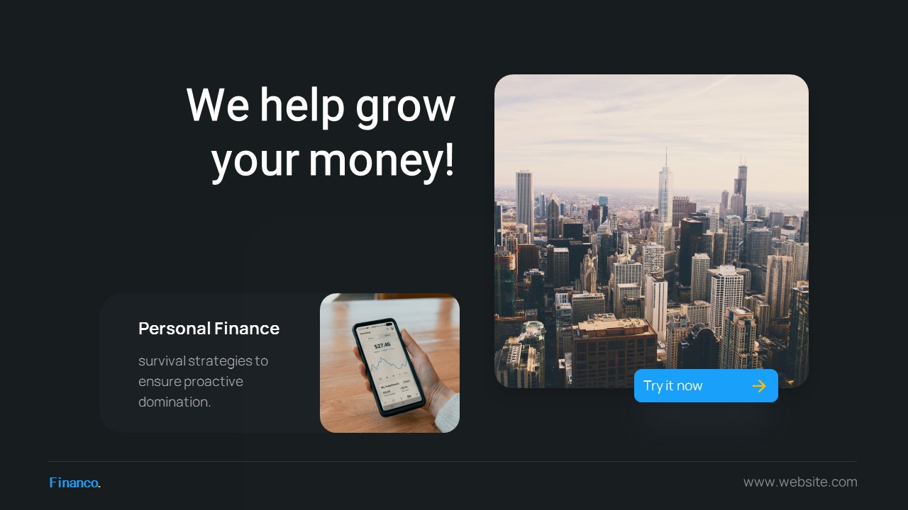 Financo Minimalist Finance PowerPoint Template, Presentation Templates