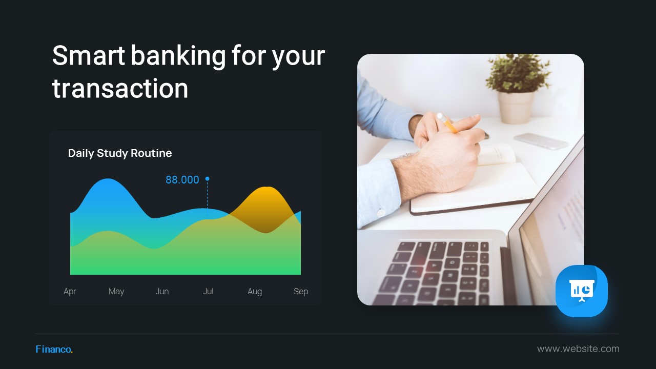 Financo Minimalist Finance PowerPoint Template, Presentation Templates