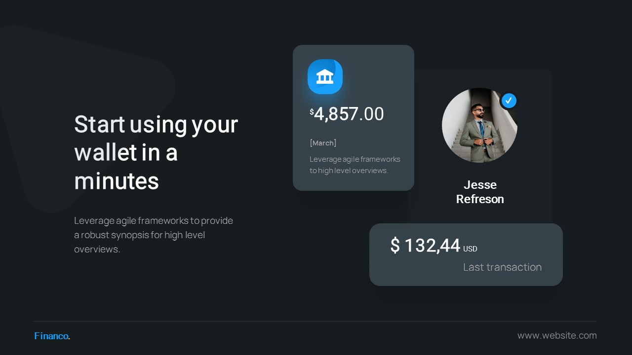 Financo Minimalist Finance PowerPoint Template, Presentation Templates
