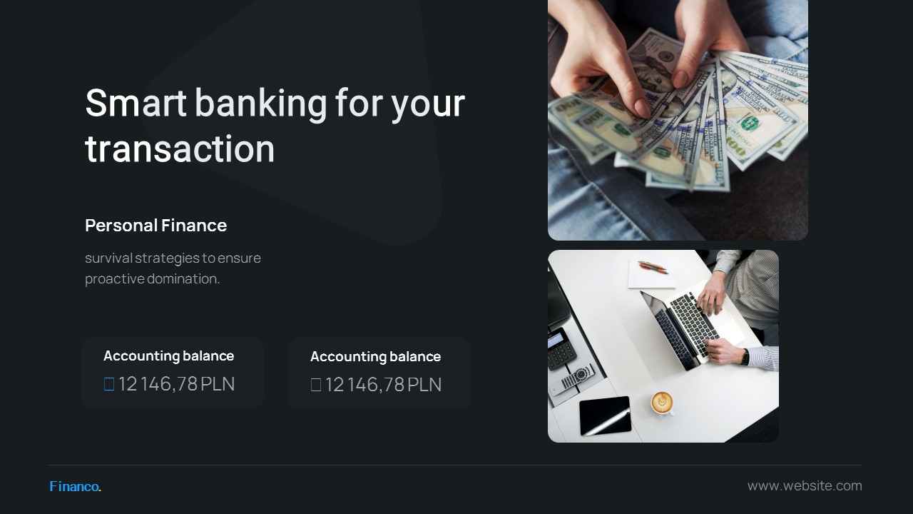 Financo Minimalist Finance PowerPoint Template, Presentation Templates