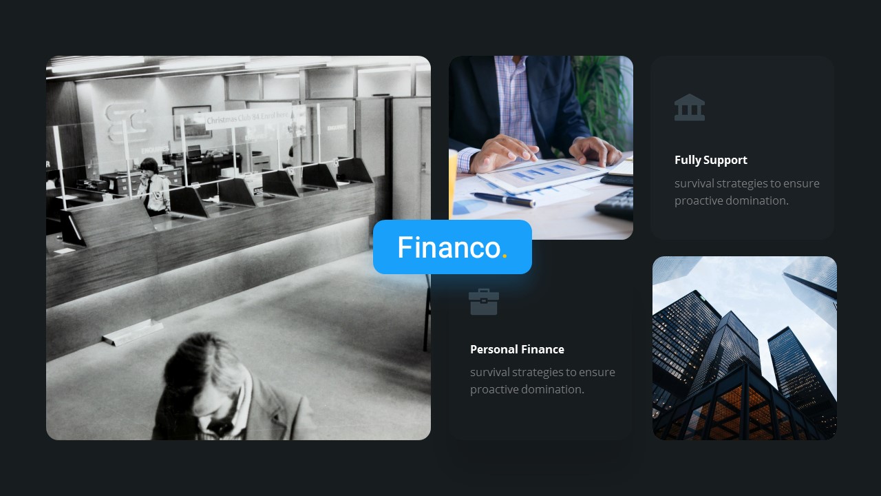 Financo Minimalist Finance PowerPoint Template, Presentation Templates