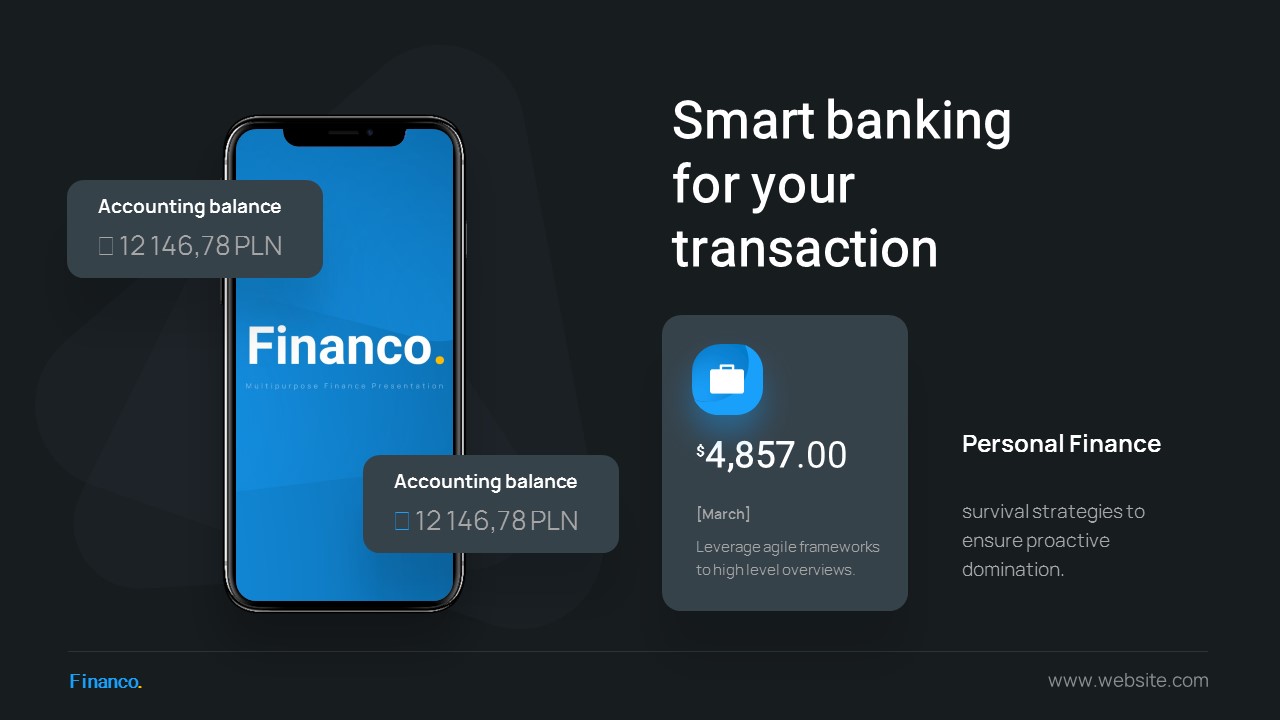 Financo Minimalist Finance PowerPoint Template, Presentation Templates