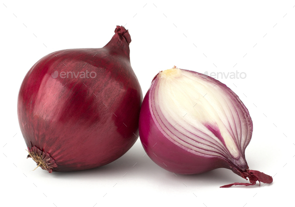 Red onion isolated on white background Stock Photo by emartsstudio