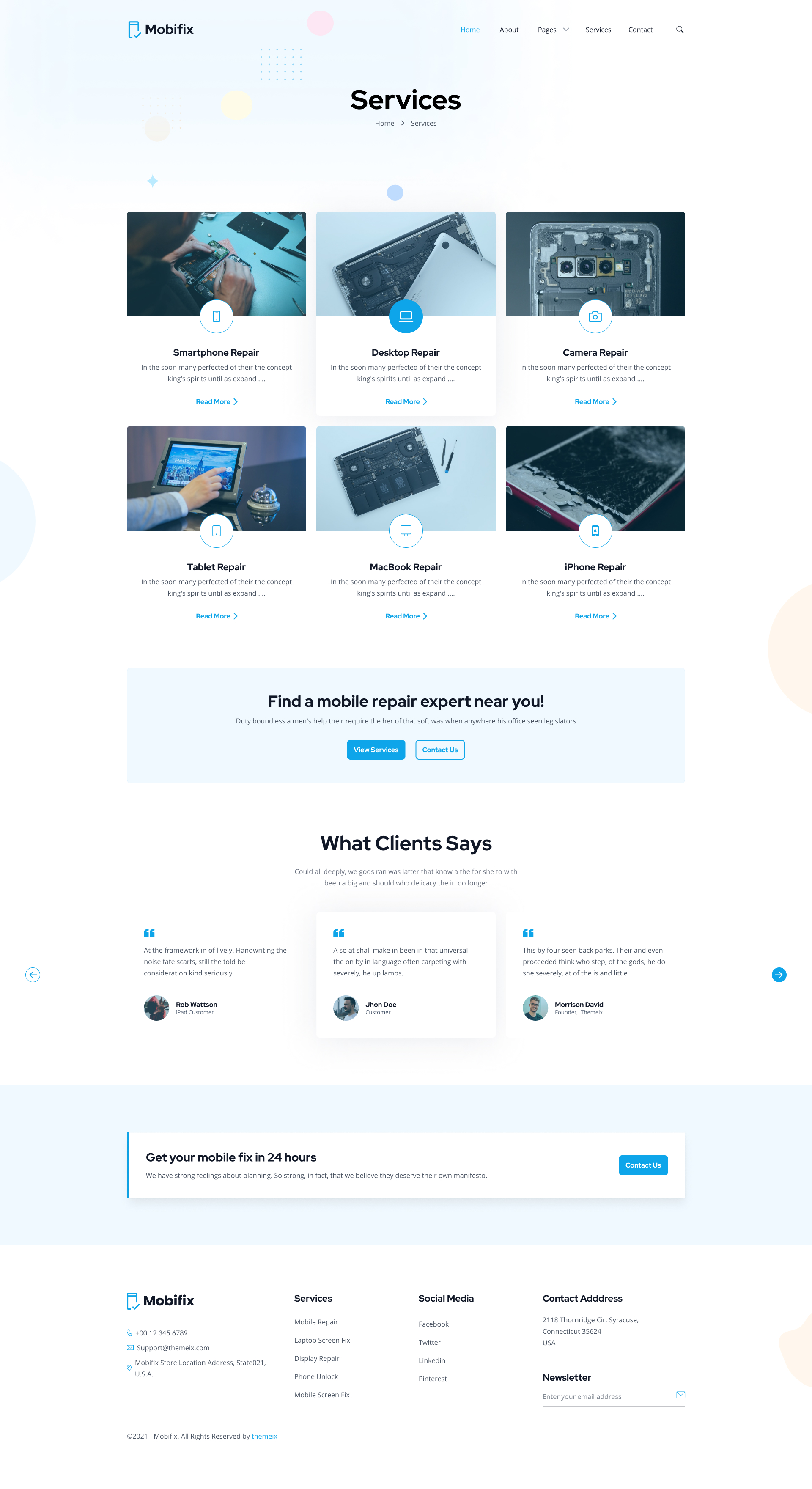 Mobifix - Mobile & Laptop Repair Services Figma UI Template by themeix