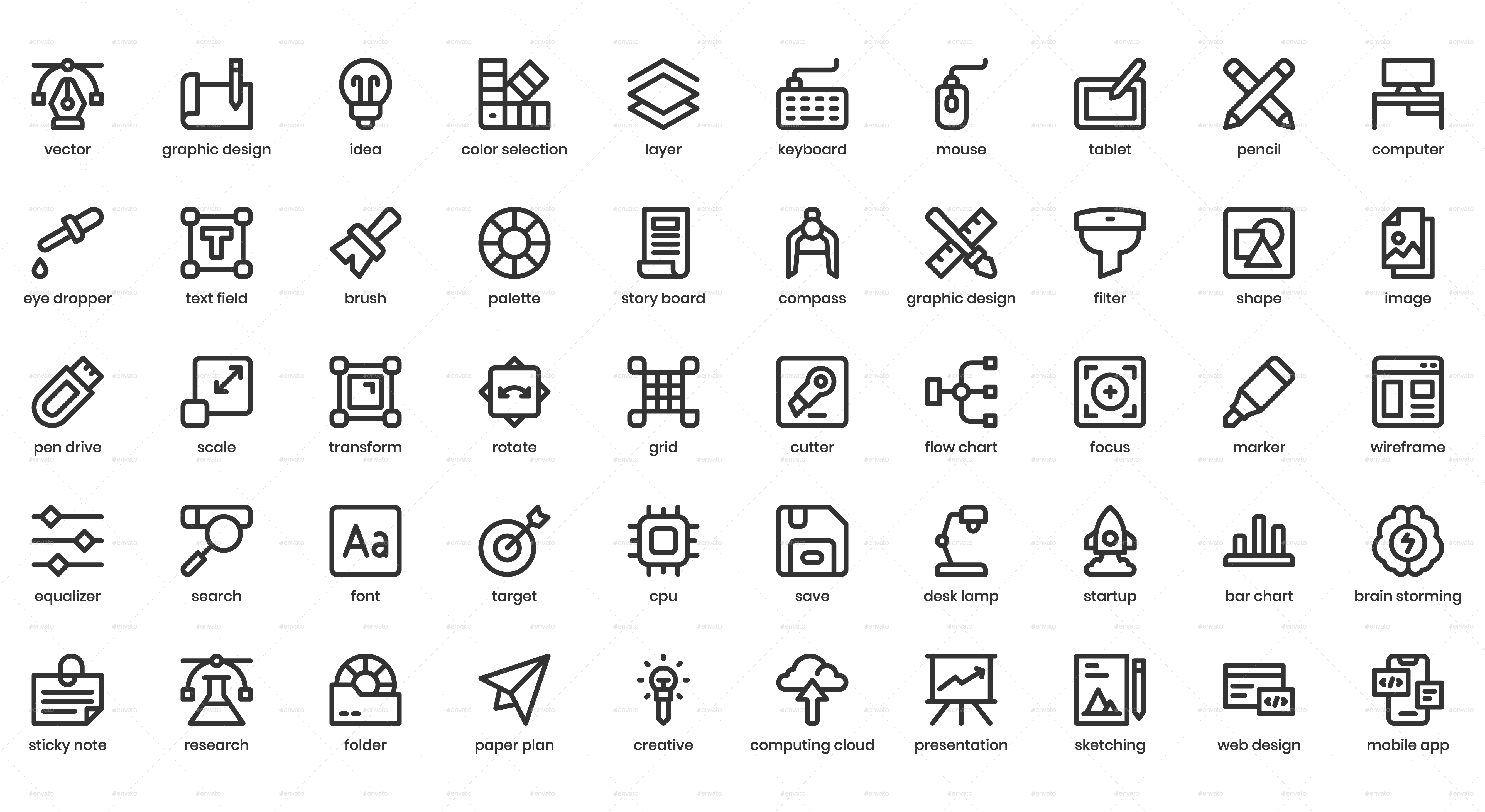 Creative Process Icon Set, Icons | GraphicRiver