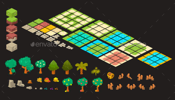 Isometric Tiles - Nature, Game Assets | GraphicRiver