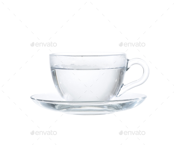 glass tea cup with water. Isolated on white background Stock Photo by ...