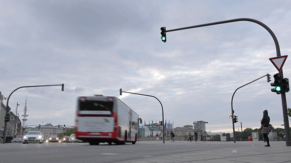 Crossroads, Traffic Lights And Pedestrians, Stock Footage | VideoHive