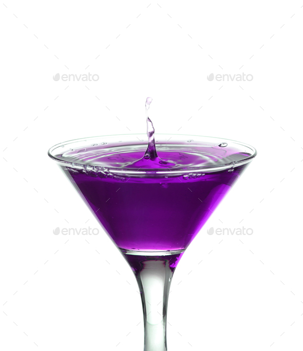 purple cocktail with splash isolated on white background Stock Photo by ...